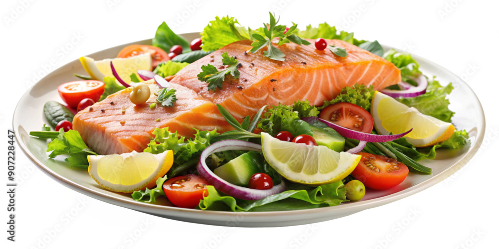 Seafood Salmon Salad Plate Stock Photo | Adobe Stock