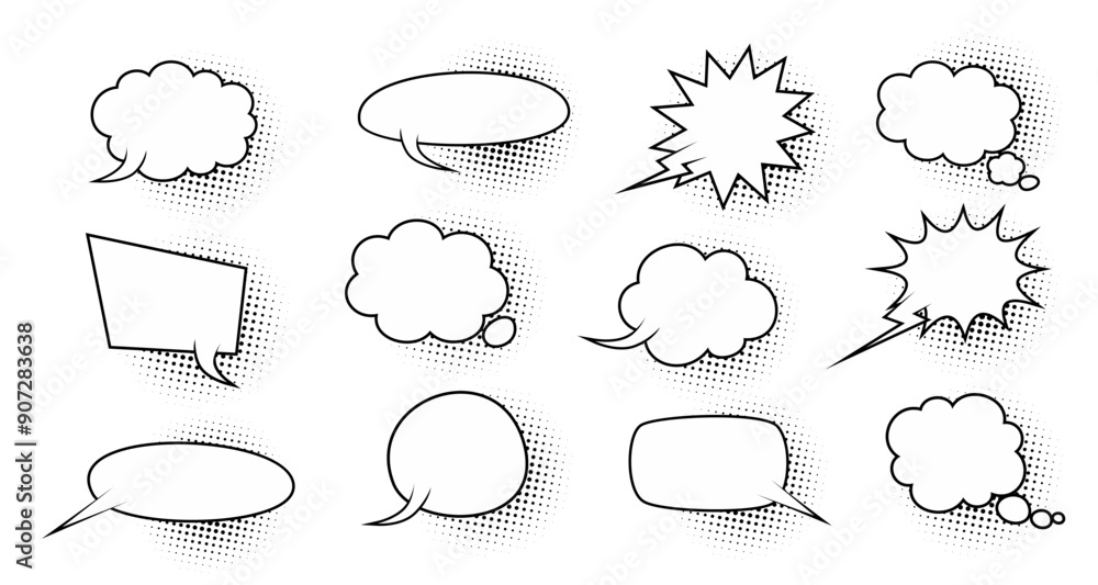 Speech Bubble set. Talk bubble. Blank empty vector white speech bubbles ...