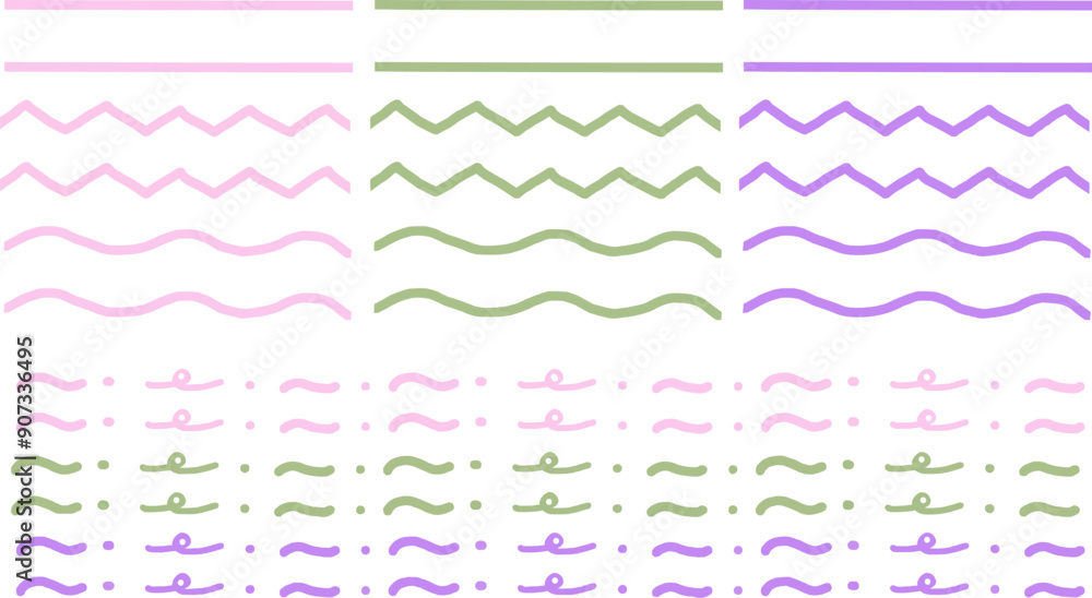 Stylish, cute, pastel-colored lines and underline material. Purple ...