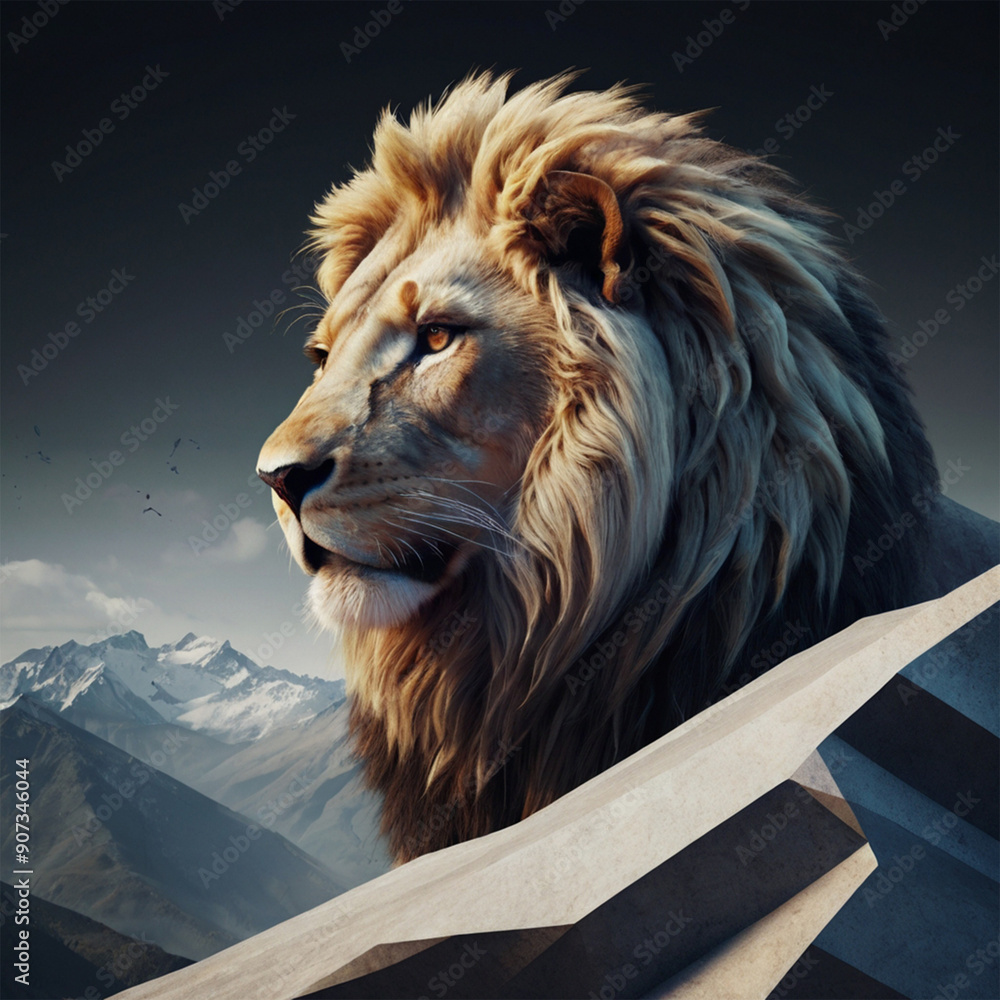 lion in a realistic ,Animal,nature,clipart,png format,3D rendering ...