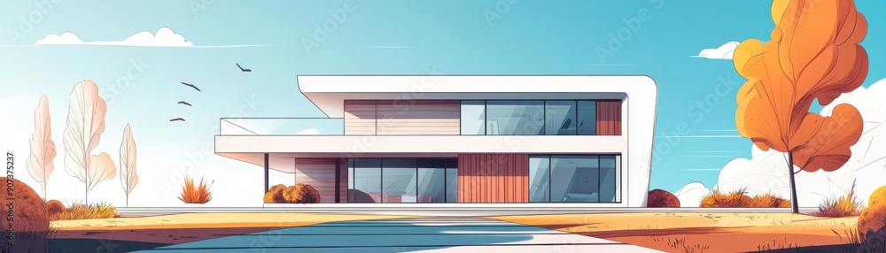 Natural ventilation in modern homes, flat design, side view ...