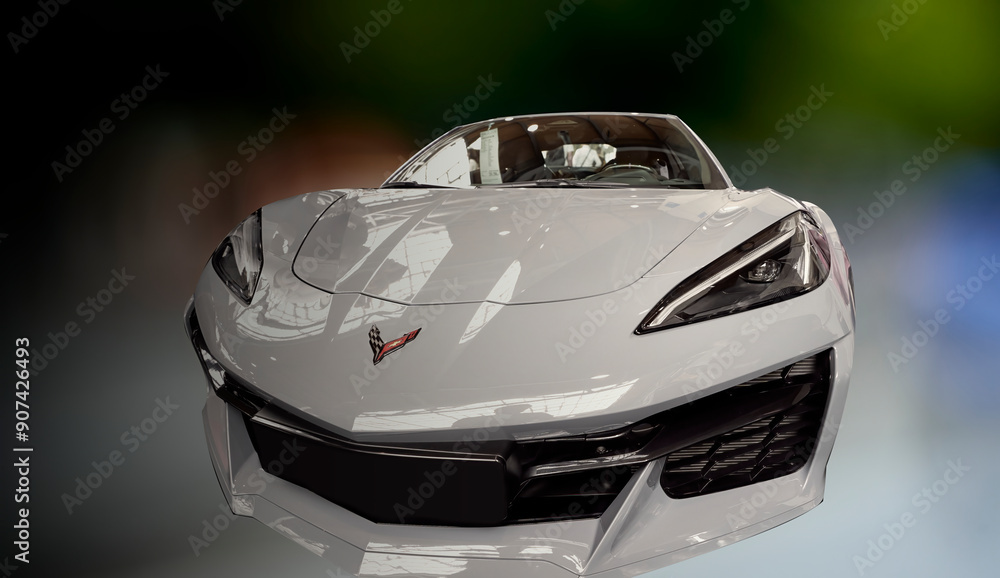 Hannover, Germany, July 6, 2024: Corvette C8 Z06 with spoilers, white ...