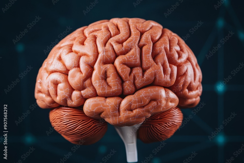 Human brain anatomy, holographic 3D model, neural circuitry, futuristic ...