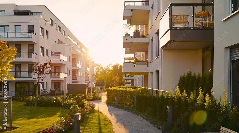 Modern Apartment Building New Residential Low rise Building Complex in ...