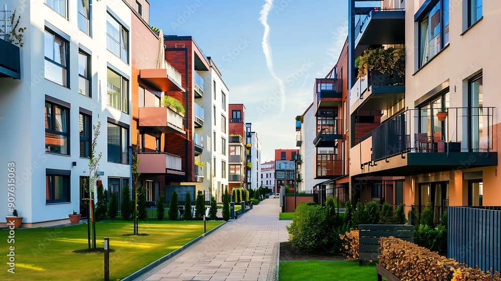 Modern Apartment Building New Residential Low rise Building Complex in ...