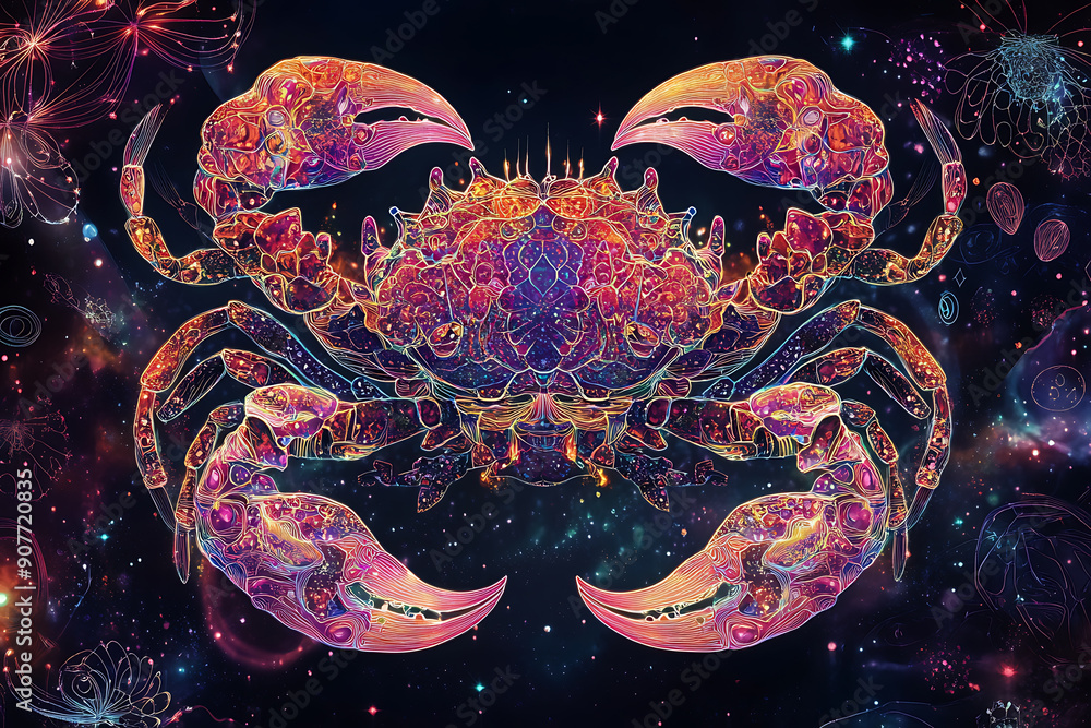 Cancer zodiac sign with intricate details and vibrant colors ...