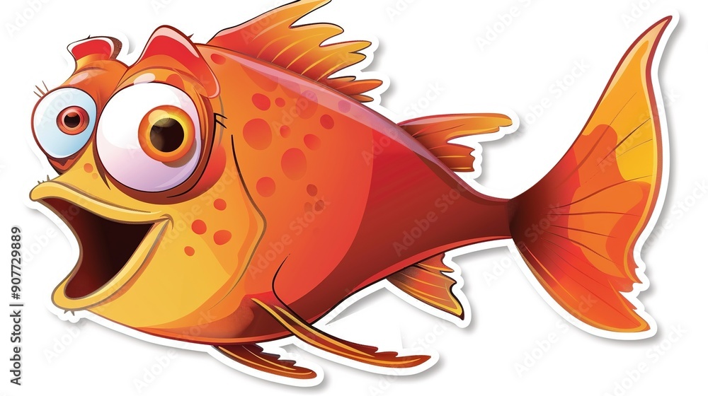 Стоковая иллюстрация «Red Sea Surprise: Cartoon Fish with Wide Eyes ...
