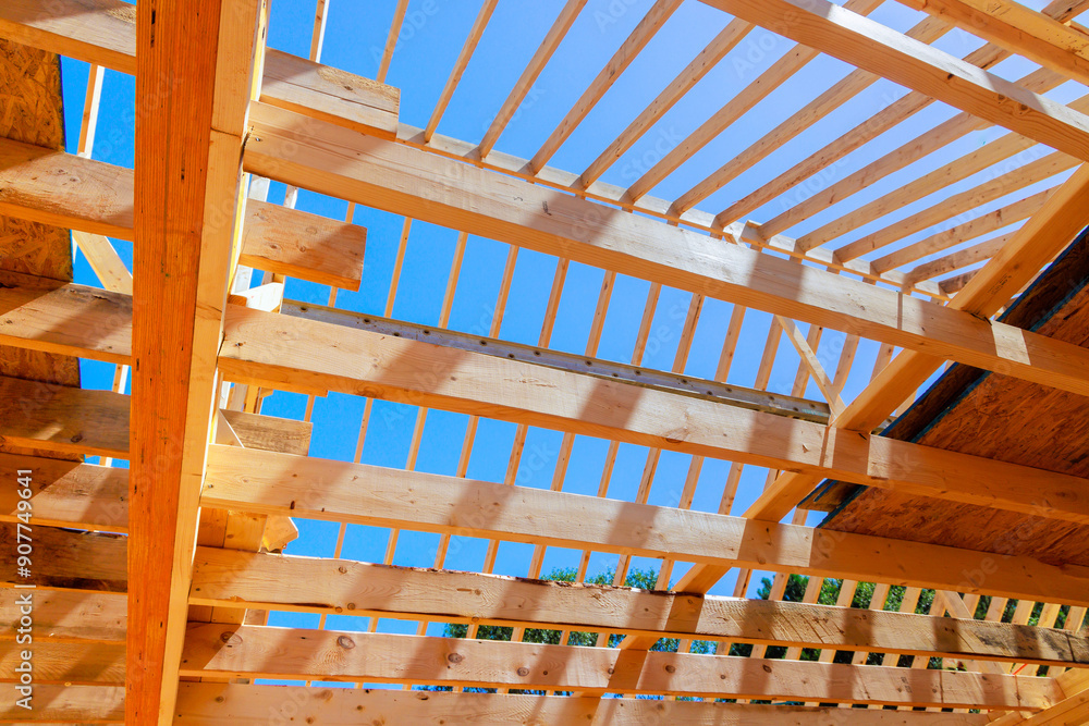 Using trusses rafters as frameworks, wooden roof beams can be ...