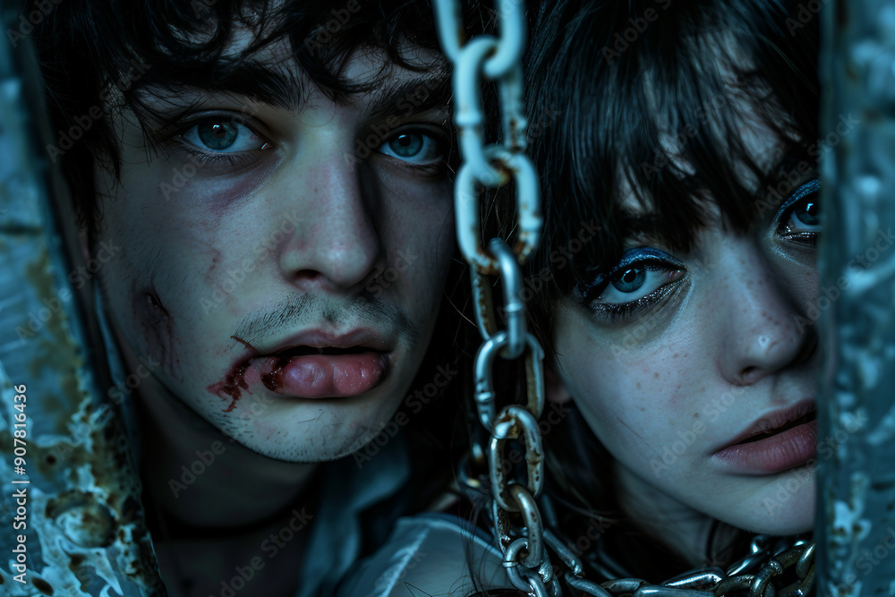 Generative AI conceptual image photo hostage prisoner person in cage ...