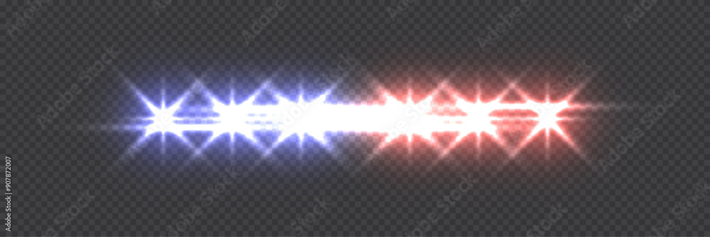 Police or ambulance car siren flare lights on transparent background ...