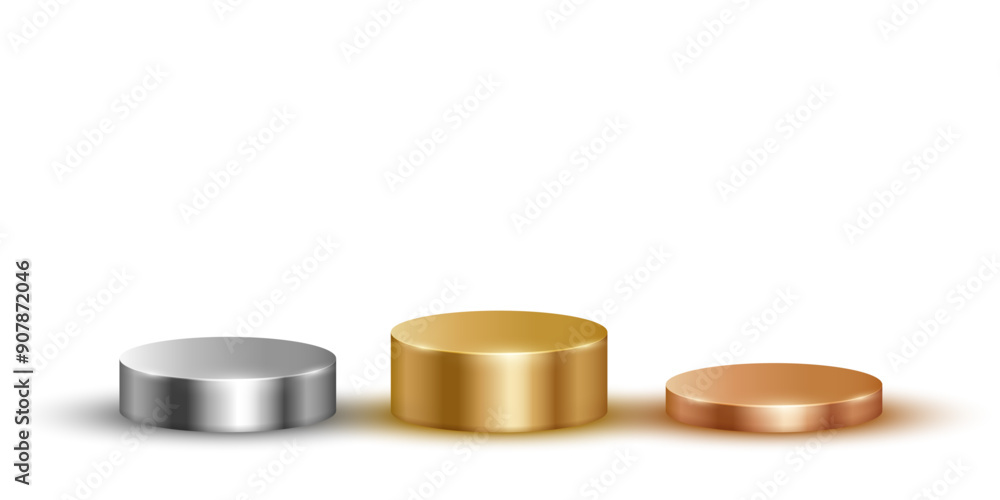 Gold, silver, bronze podiums for awards or product display vector ...