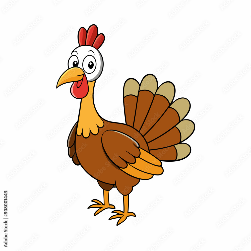 Wild Turkey Vector Illustration - Cartoon, Clipart, Line Art Design ...