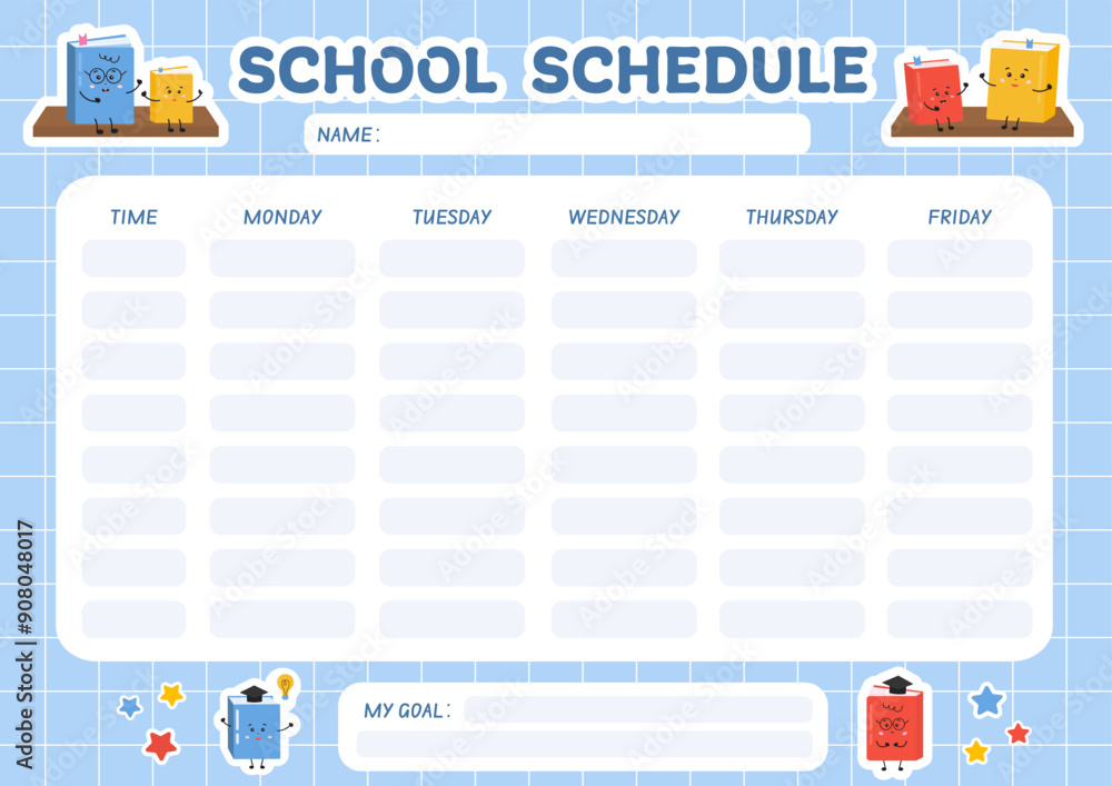 School schedule, weekly classes school timetable for students or pupils ...