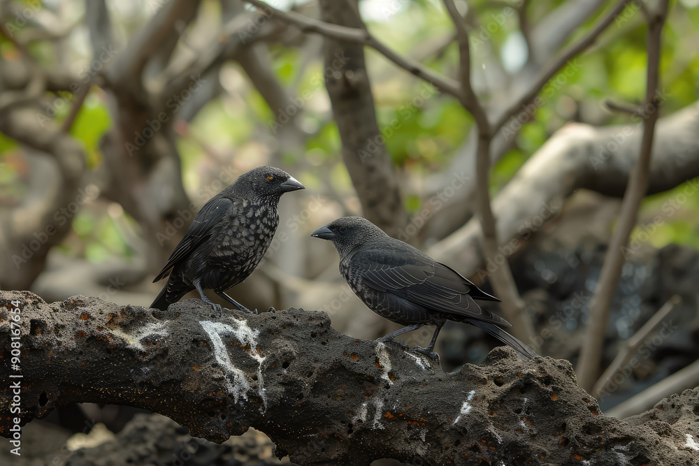 Darwin's finches on the Galapagos Islands, fossils of extinct creatures ...