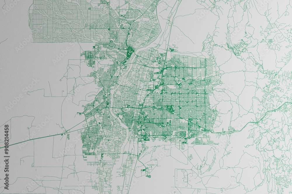 Map of the streets of Albuquerque (New Mexico, USA) made with green ...