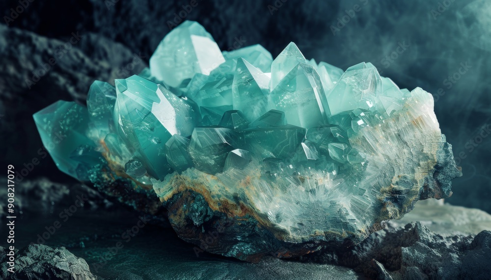Amazonite ore is a silicate mineral with a bluish-green crystal texture ...
