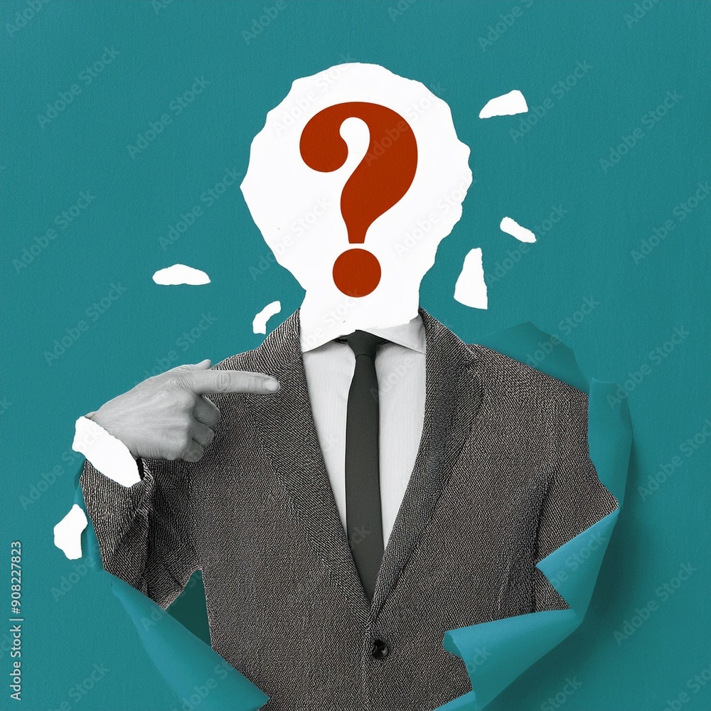 Foto de Stock Modern collage with pointing hand and question mark ...