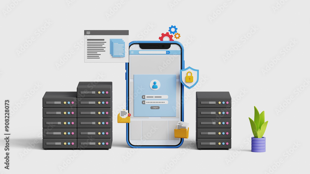 Global cloud computing and database technology. Big data server. Cloud ...