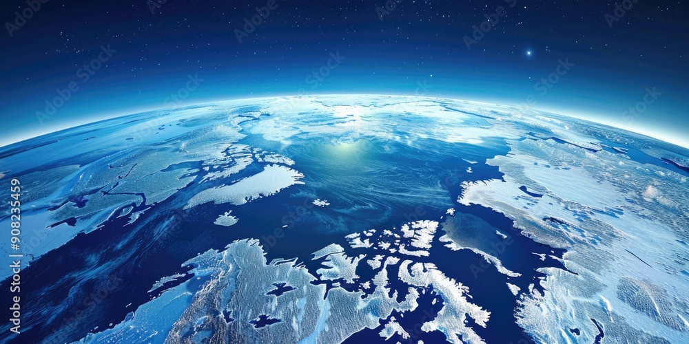 Globe North Pole. Glacial Arctic Ocean Surrounding Earth as Seen from ...