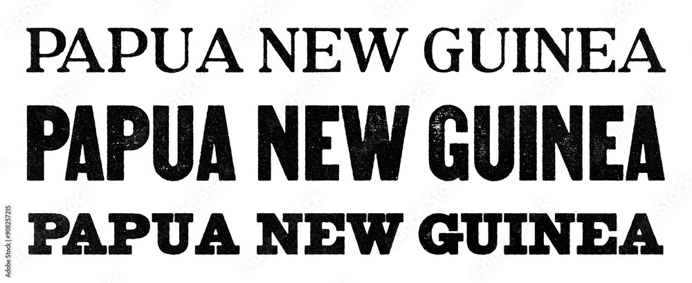 Papua New Guinea country name written in distressed vintage serif, sans ...