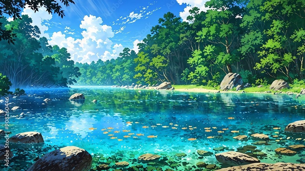 mystical river enchanted river with magical properties anime Stock ...