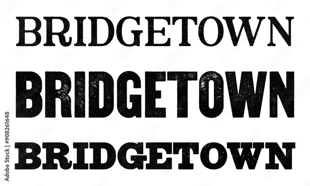 Bridgetown city name written in distressed vintage serif, sans serif ...
