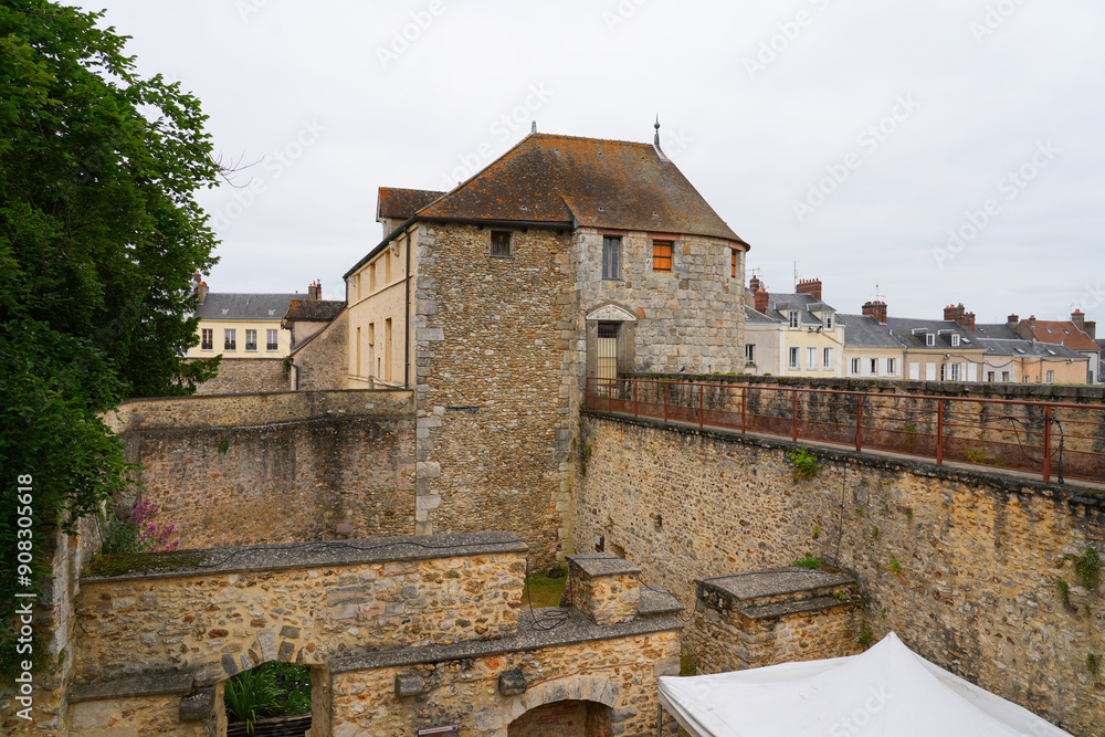 Castle of Dourdan, a medieval town in the French department of Essonne ...