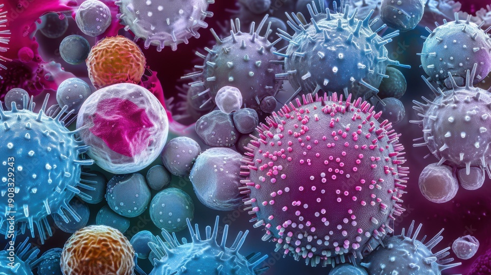 Produce a high-resolution image of leukocytes under a microscope ...