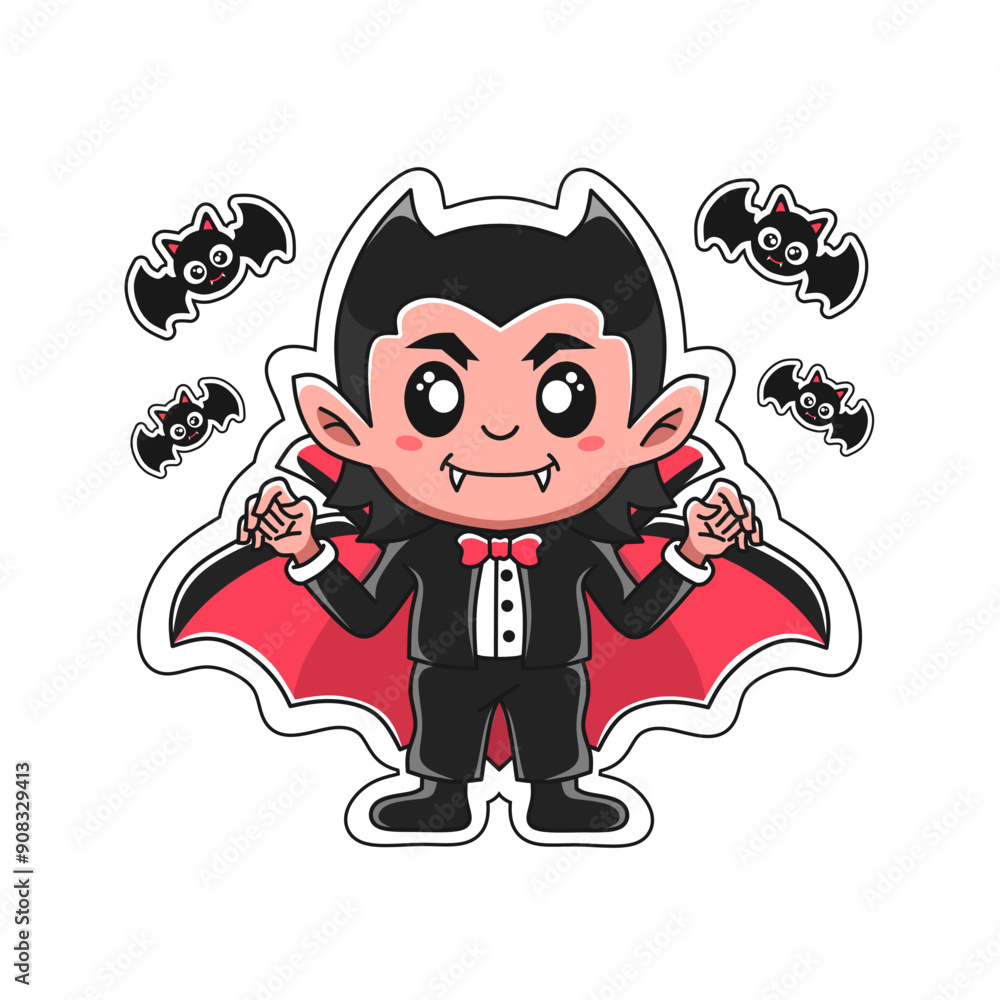 dracula and bats cute character illustrations. cartoon vampires ...