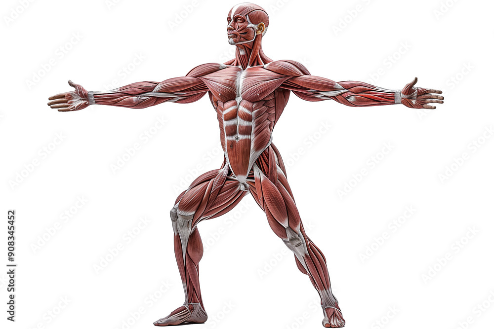 Bodybuilder showing internal muscle anatomy isolated on transparent ...