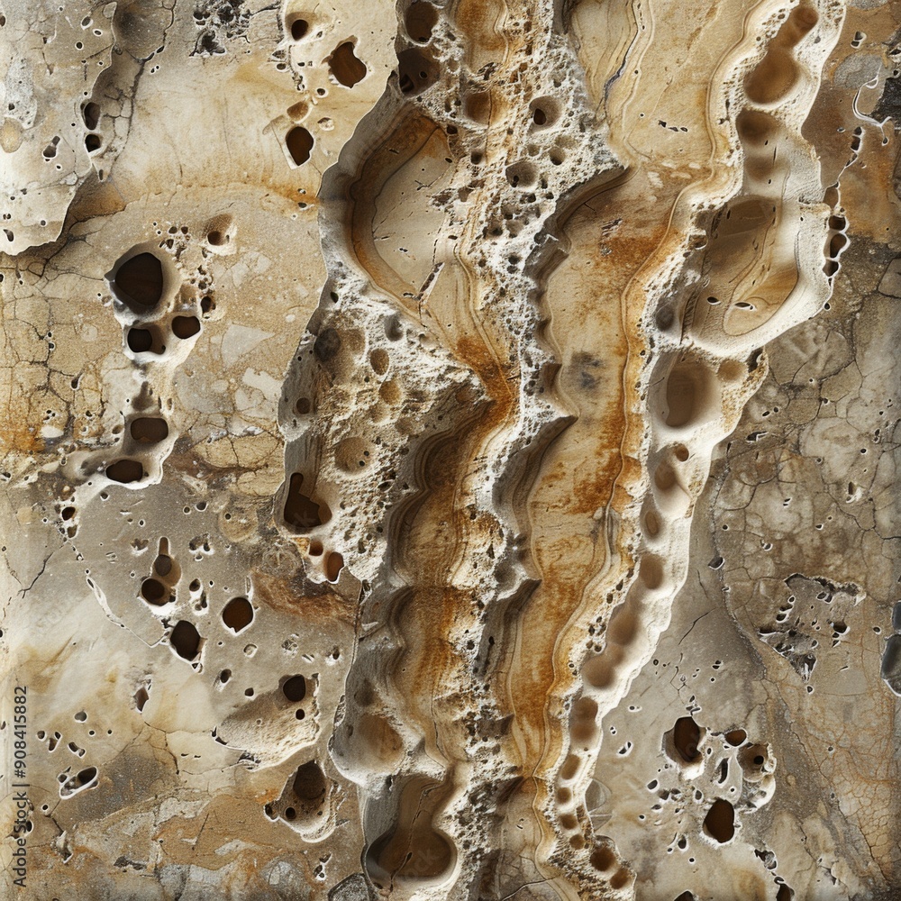 Highresolution travertine texture with pitted holes and troughs Stock ...