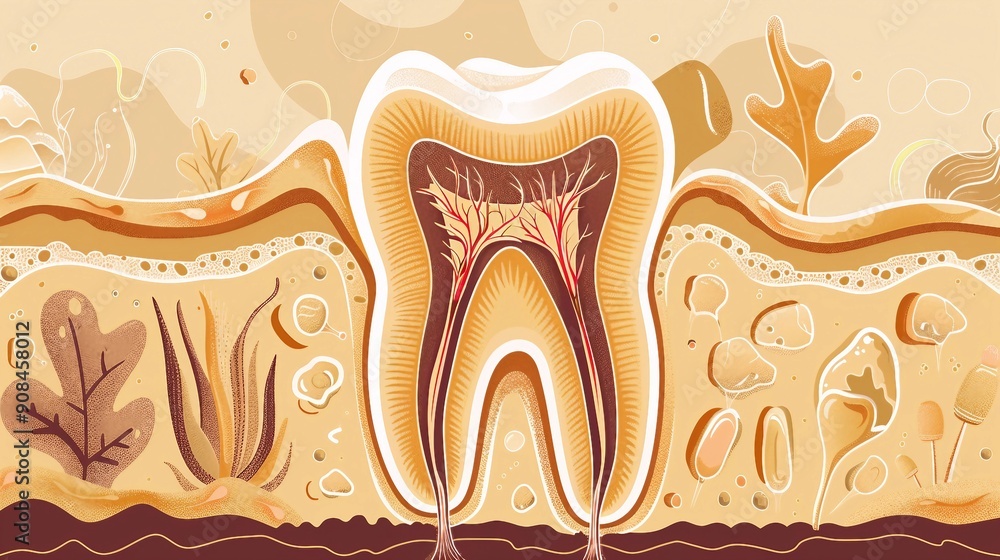 Detailed Cross-Section of Tooth Anatomy Illustration for Dentist Visual ...