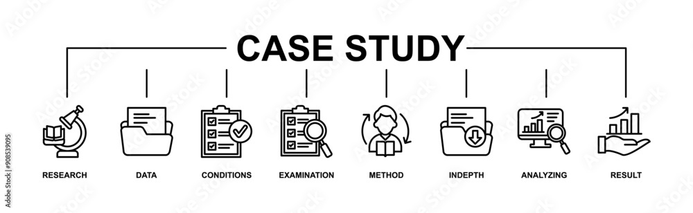 Case study web banner icon vector illustration concept consists of ...