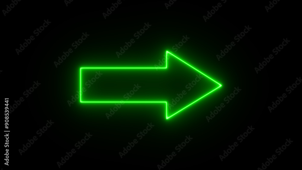 neon arrow icon. right arrow identify. Glowing direction arrow ...