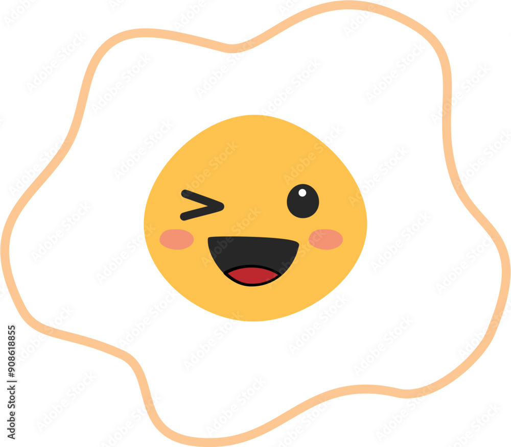 Cute Funny Egg Yolk Sunny Side Up Emoji Emoticon Vector Illustration ...