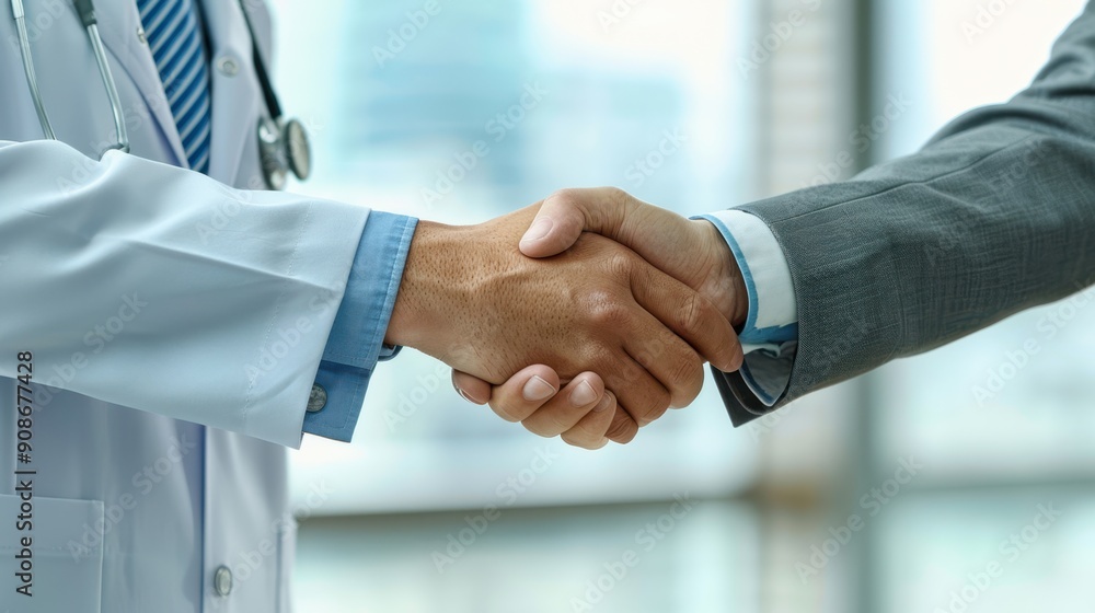 The doctor and businessman handshake Stock Photo | Adobe Stock