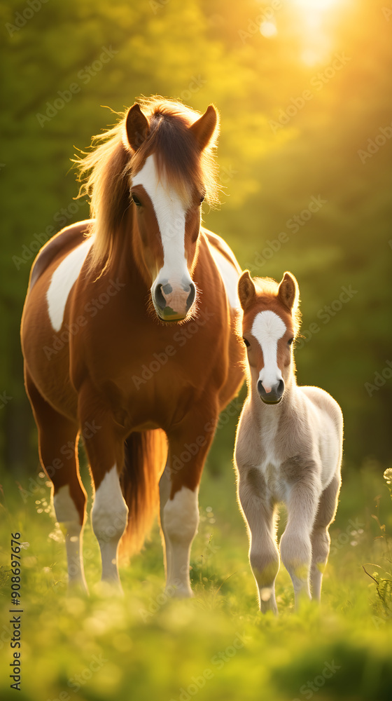 Picturesque Sunset View: Playtime of an Adorable Foal and its ...