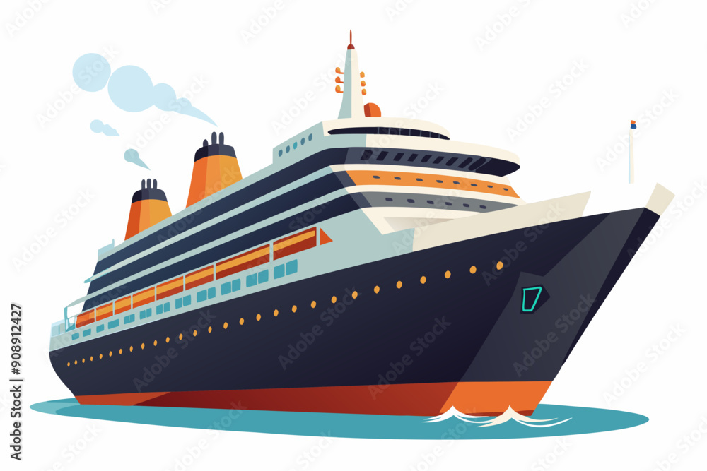 Big cruise ship clip art. Flat monochrome color vector illustration ...