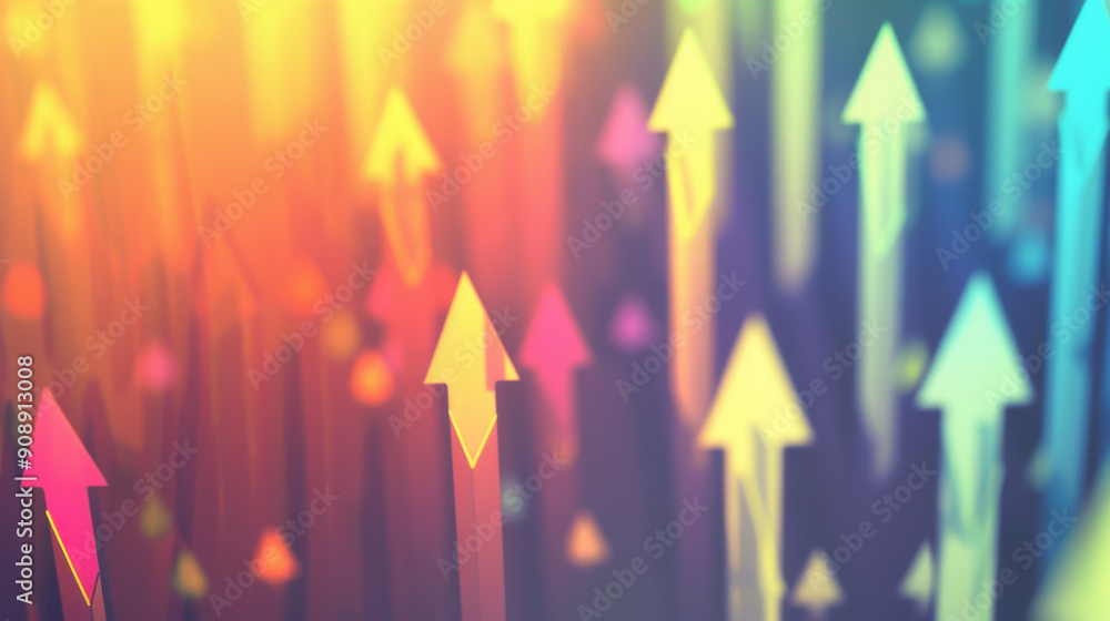 Colorful arrows pointing upward create a vibrant, dynamic representation of growth and progress ...