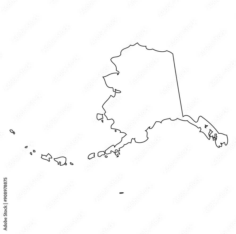 Outline of the map of the U.S. state of Alaska Stock Illustration ...