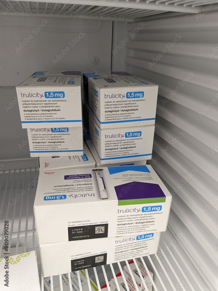 Prague,Czech Republic-August 7 2024: TRULICITY box of medication with ...