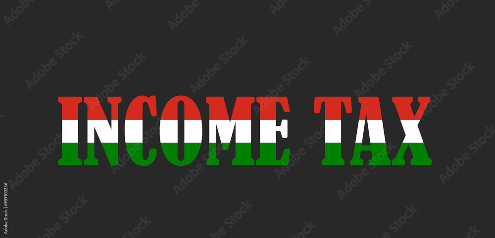 phrase "INCOME TAX" displayed in vibrant, colorful letters. Each letter ...