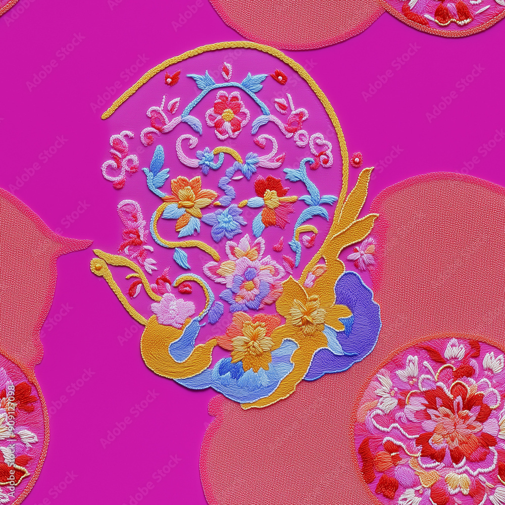 Seamless peranakan motifs, floral embroidery, seamless patterns ...
