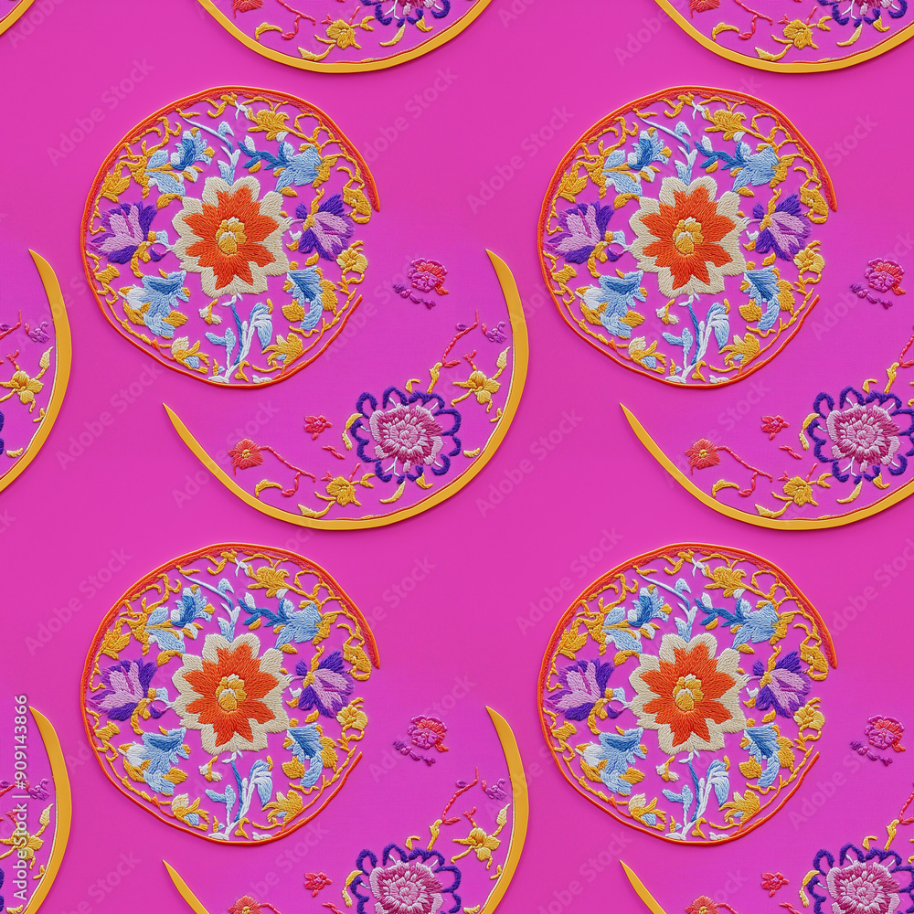 Seamless peranakan motifs, floral embroidery, seamless patterns, singapore culture, baba nyonya ...