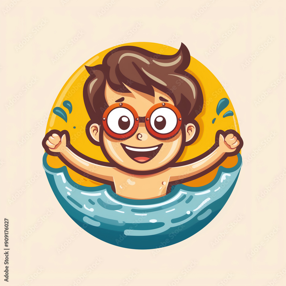 Cute Boy Swimmer Logo: Premium Vector for Graphics Ads and Sports ...