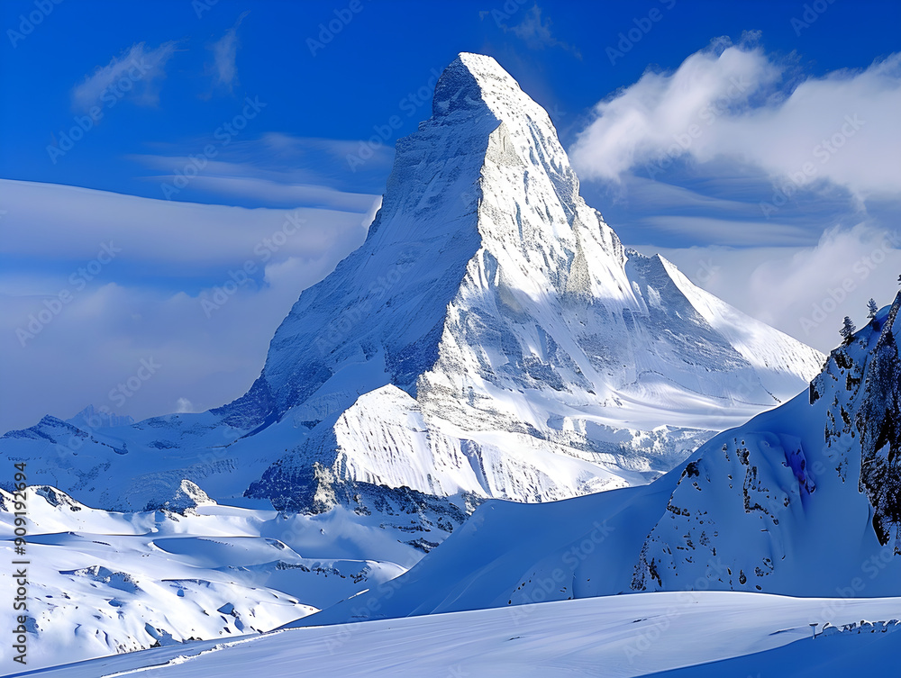 Breathtaking view of the iconic Matterhorn mountain in the Swiss Alps ...