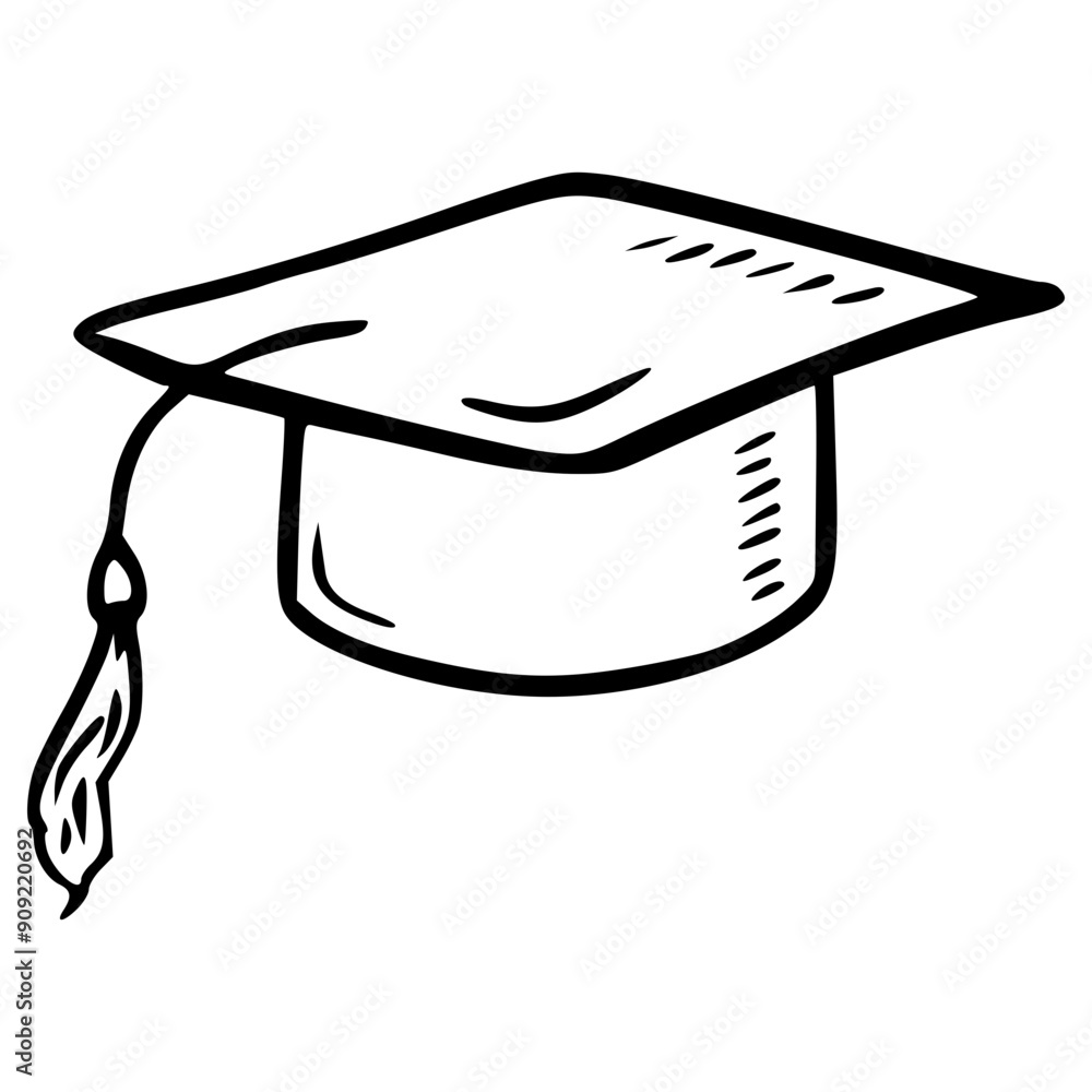 basic graduation cap hand drawn outline illustration Stock Vector ...