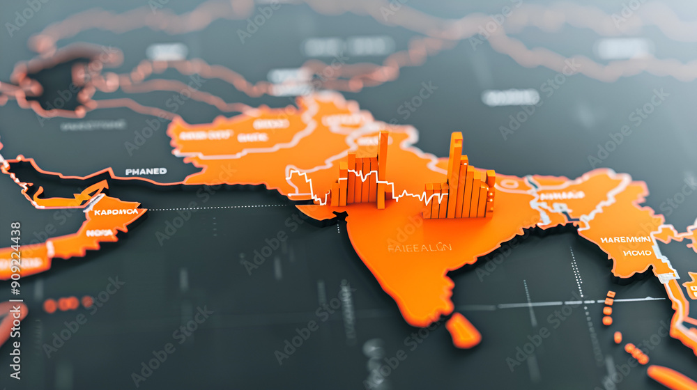 India's Economic Growth - A 3D Map Illustration Stock Illustration ...