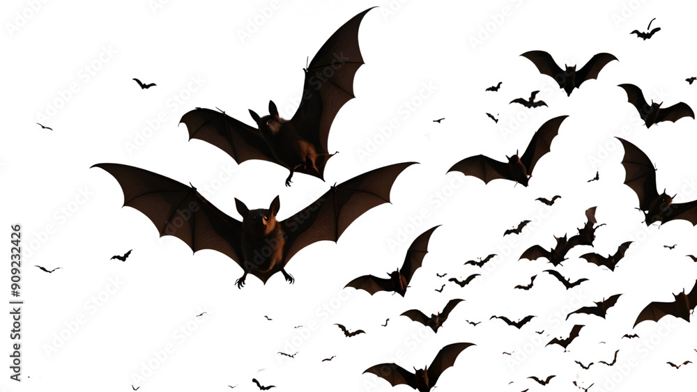 Flying Flock of Bats - Transparent PNG Image Stock Illustration | Adobe ...