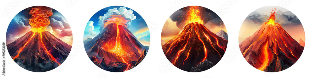 Volcano clipart collection, symbol, logos, icons isolated on ...